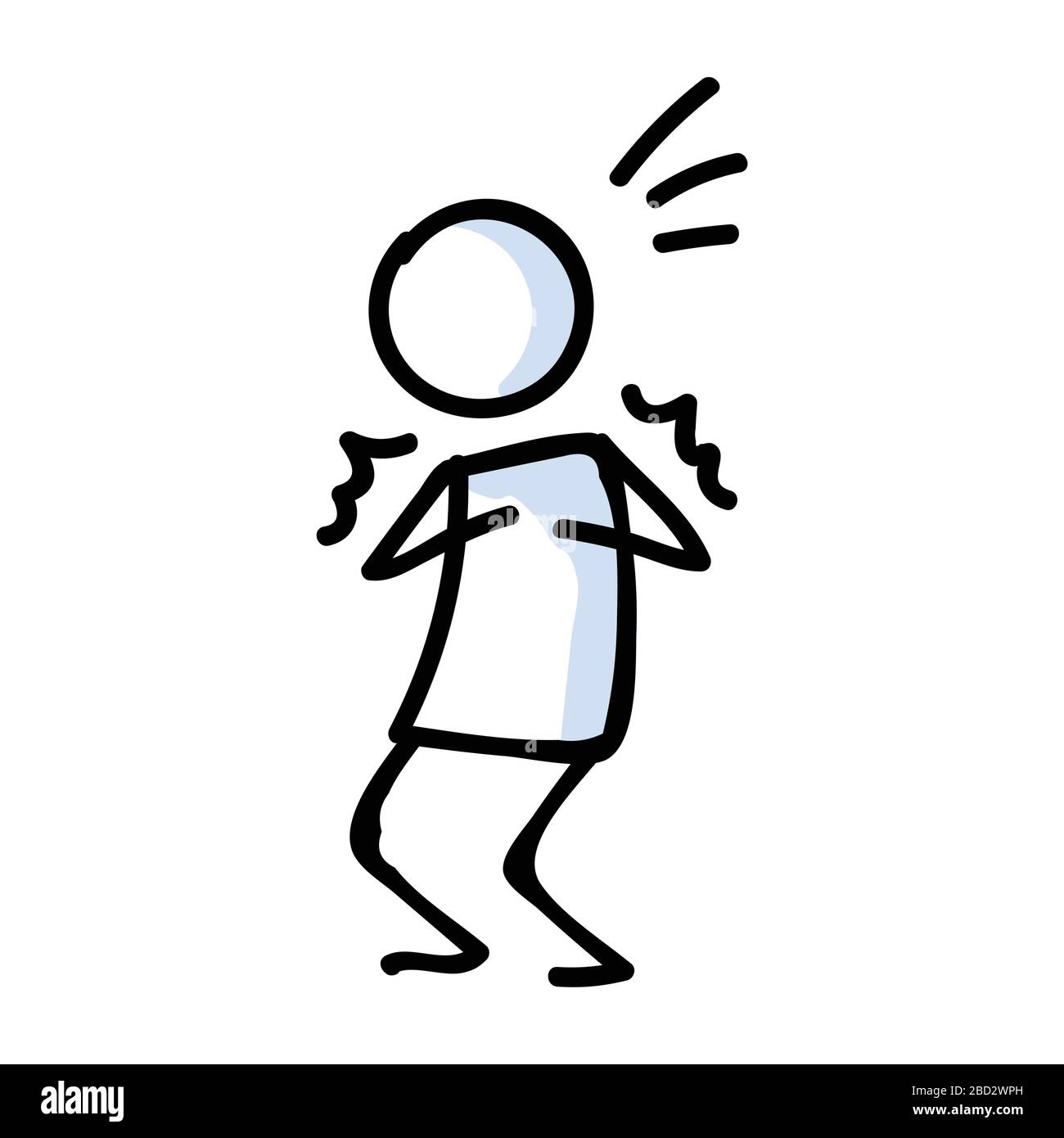 Süße Stick-Figur mit negativer Emotion und Lineart-Symbol. Piktogramm ...