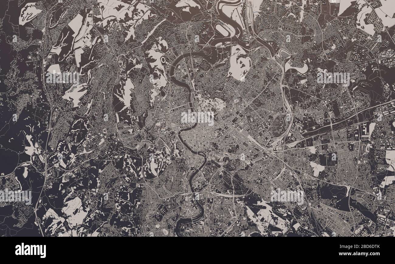 ROM, Italien Stadtplan 3D Rendering. Satellitenansicht der Antenne ...