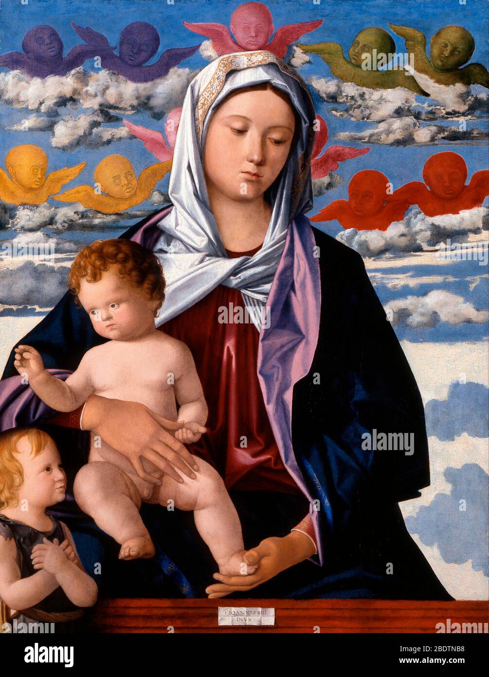 Madonna und Kind mit dem heiligen Johannes dem Täufer - Werkstatt von Giovanni Bellini, ca. 1500 ...