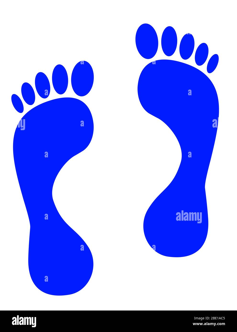 Blaue Fußabdrücke auf weißem Hintergrund, Illustration Stockfotografie ...