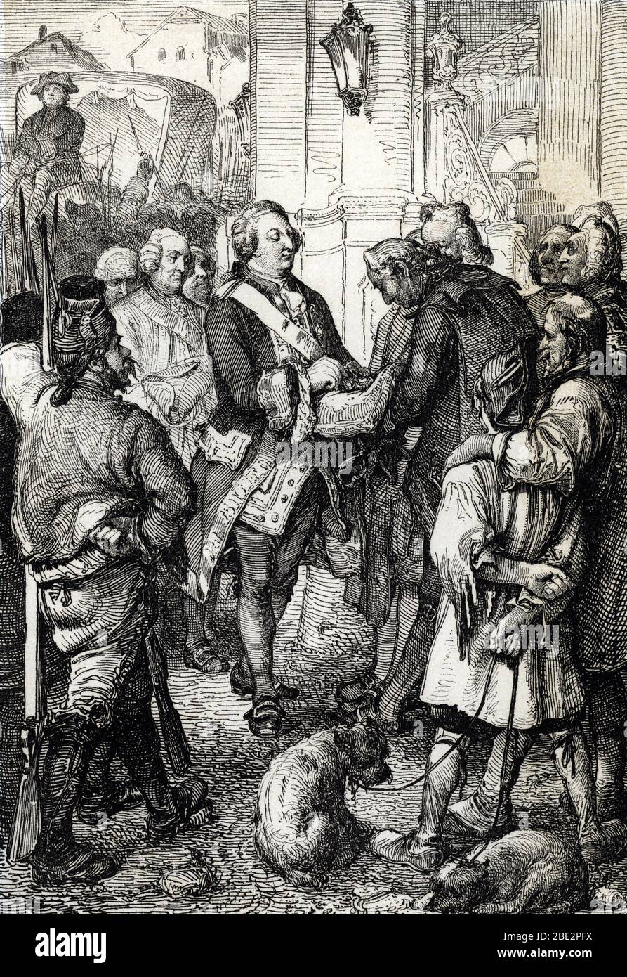 Revolution Francaise : 'le roi Louis XVI recoit du maire de Paris Jean ...