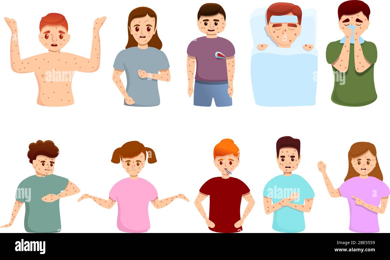 Masern Symbole gesetzt. Cartoon Satz von Masern Vektor-Symbole für Web ...