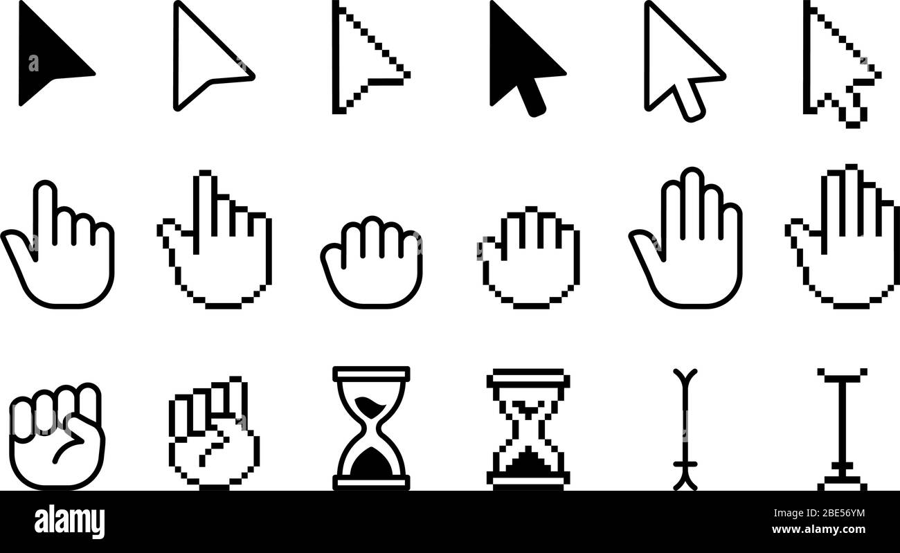 Zeigercursor-Symbole. Computer Web Pfeile Maus Cursor und Klicken auf ...