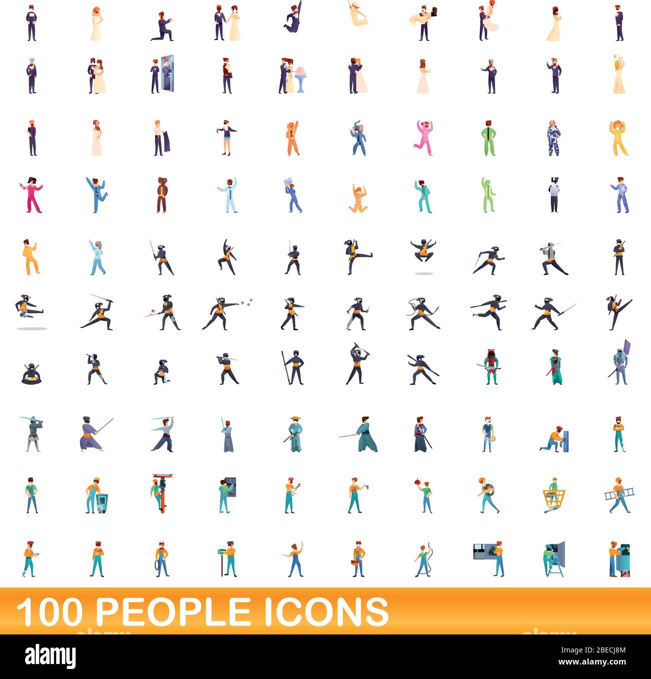 100 Personen Symbole gesetzt. Cartoon Illustration von 100 Personen ...