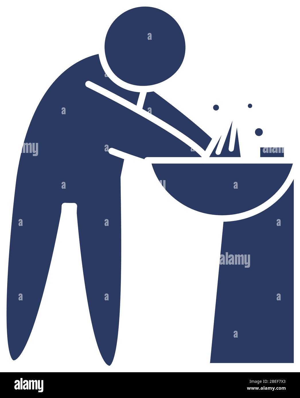 Piktogramm Mann waschen seine Hände Symbol über weißem Hintergrund ...