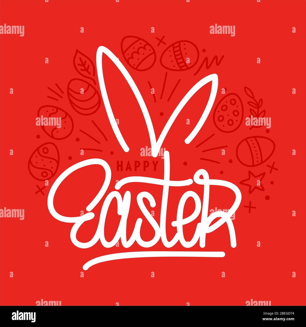 Handskizzierte Frohe Ostern Vektor Typografie als Logo, Abzeichen und ...