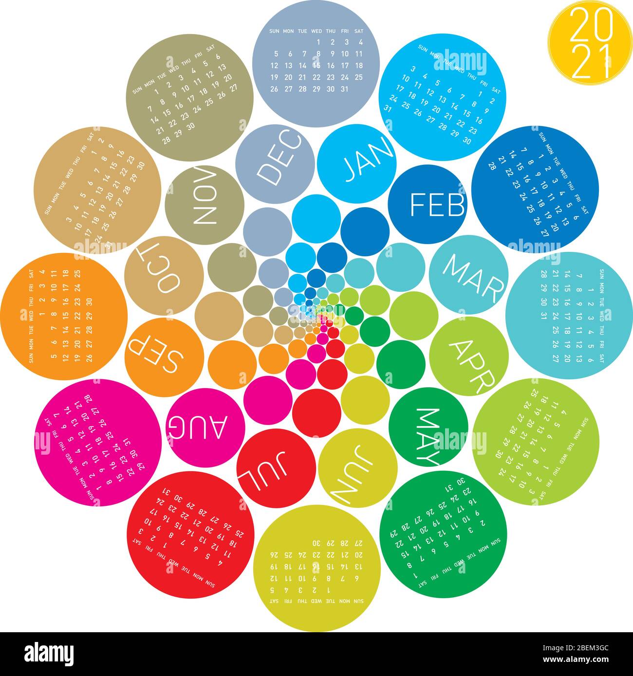 Bunte runde kalender 2021 -Fotos und -Bildmaterial in hoher Auflösung ...