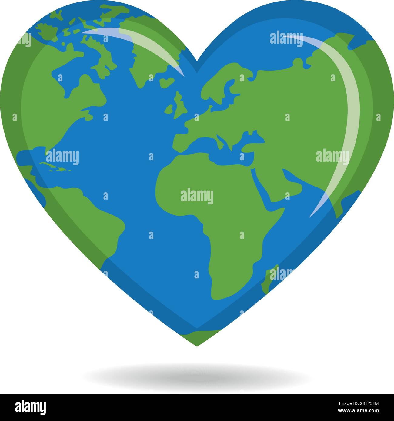 Planet Erde Herz-Form-Symbol Vektor-Illustration Stock-Vektorgrafik - Alamy