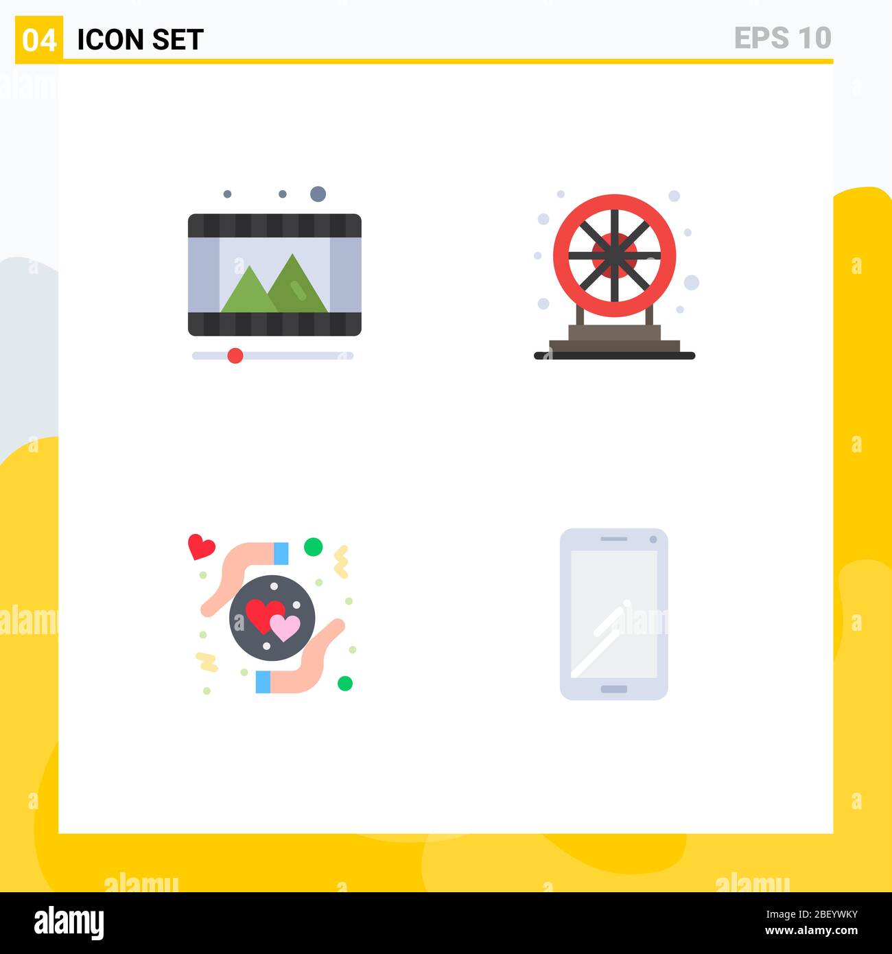 Set von 4 modernen UI-Symbole Symbole Symbole Zeichen für Spiel, Hände ...