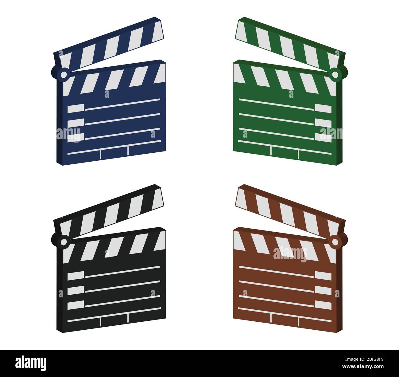 Clapperboard Symbol in Vektor auf weißem Hintergrund dargestellt Stock ...