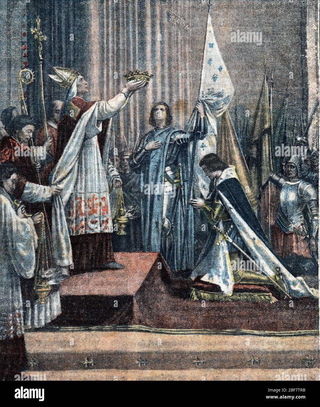 Jeanne d'Arc nimmt am 17. Juli 1429 an der Krönungszeremonie von Karl ...