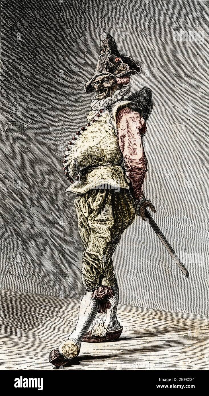 Repräsentation der Polichinelle, personnage de la Commedia dell'Arte ...