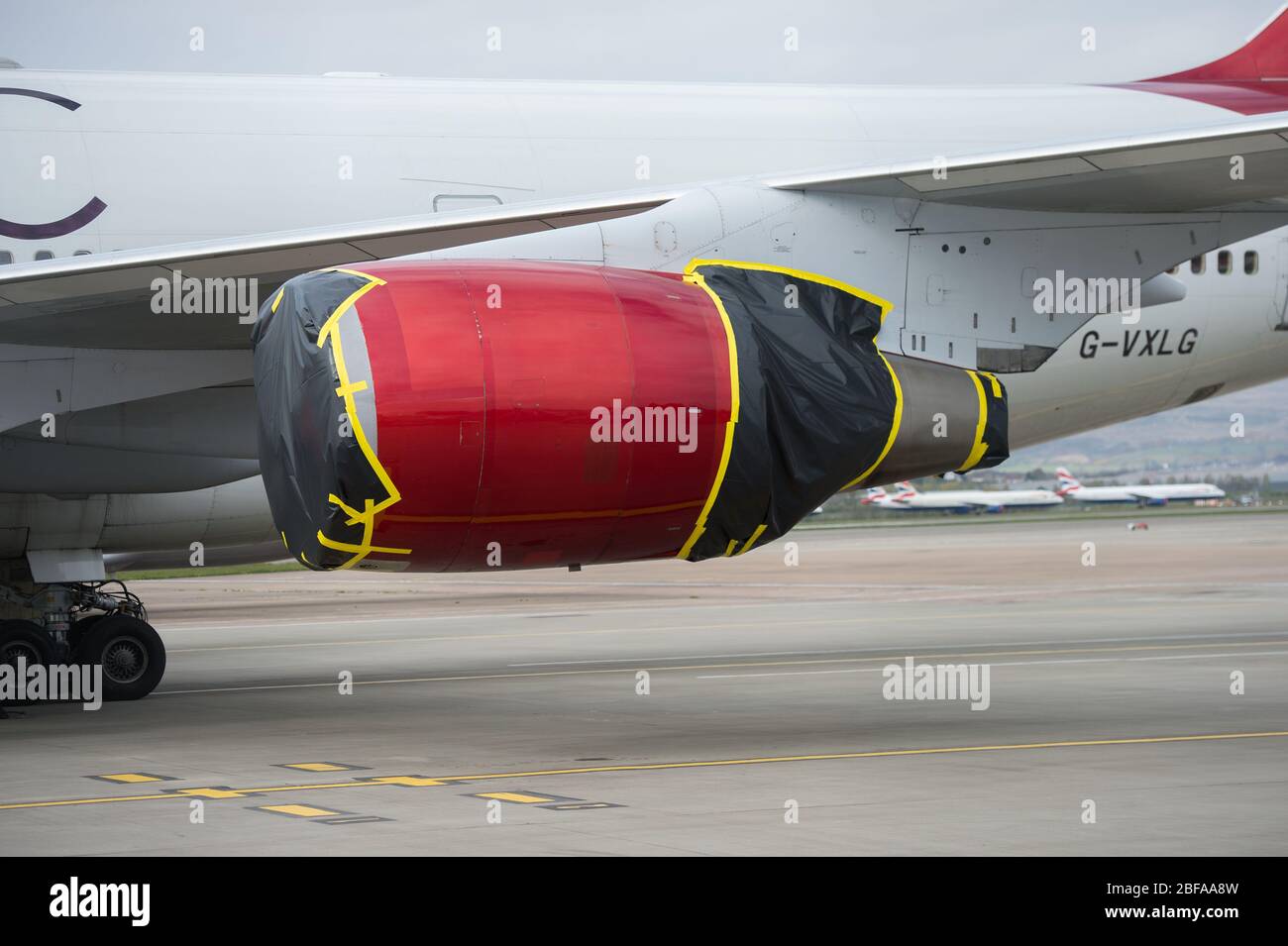 Glasgow, Großbritannien. April 2020. Im Bild: Virgin Atlantic Jets am ...