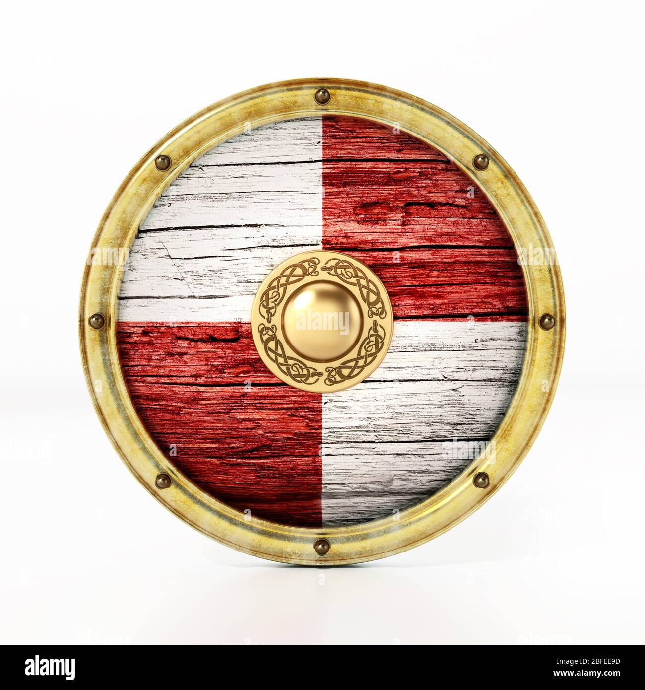 Wikinger Schild isoliert auf weißem Hintergrund. 3D-Darstellung ...