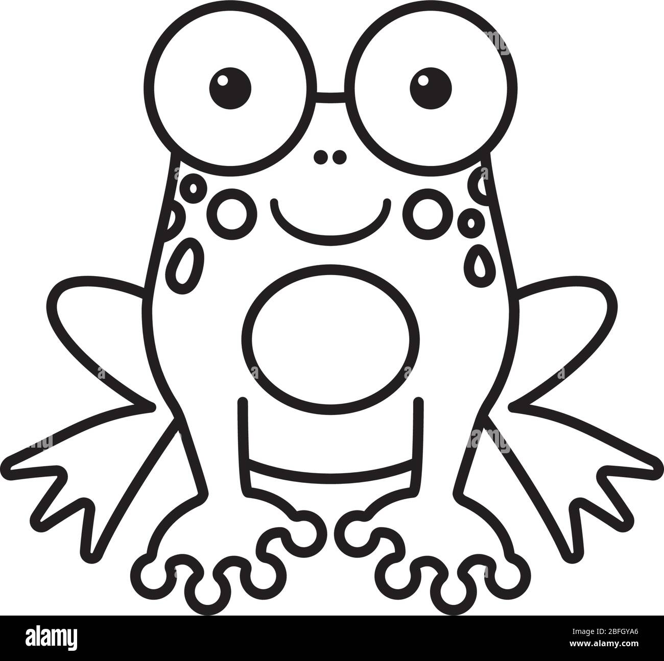 Nette Cartoon Frosch Vektor-Linie Symbol. Amphibien Tier Umriss Zeichen ...