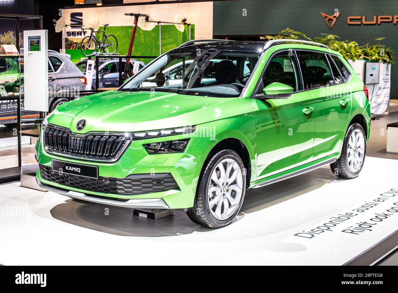 Brüssel, Belgien, 09. Januar 2020: Skoda Kamiq CNG in Metallic Green auf dem Brüsseler ...