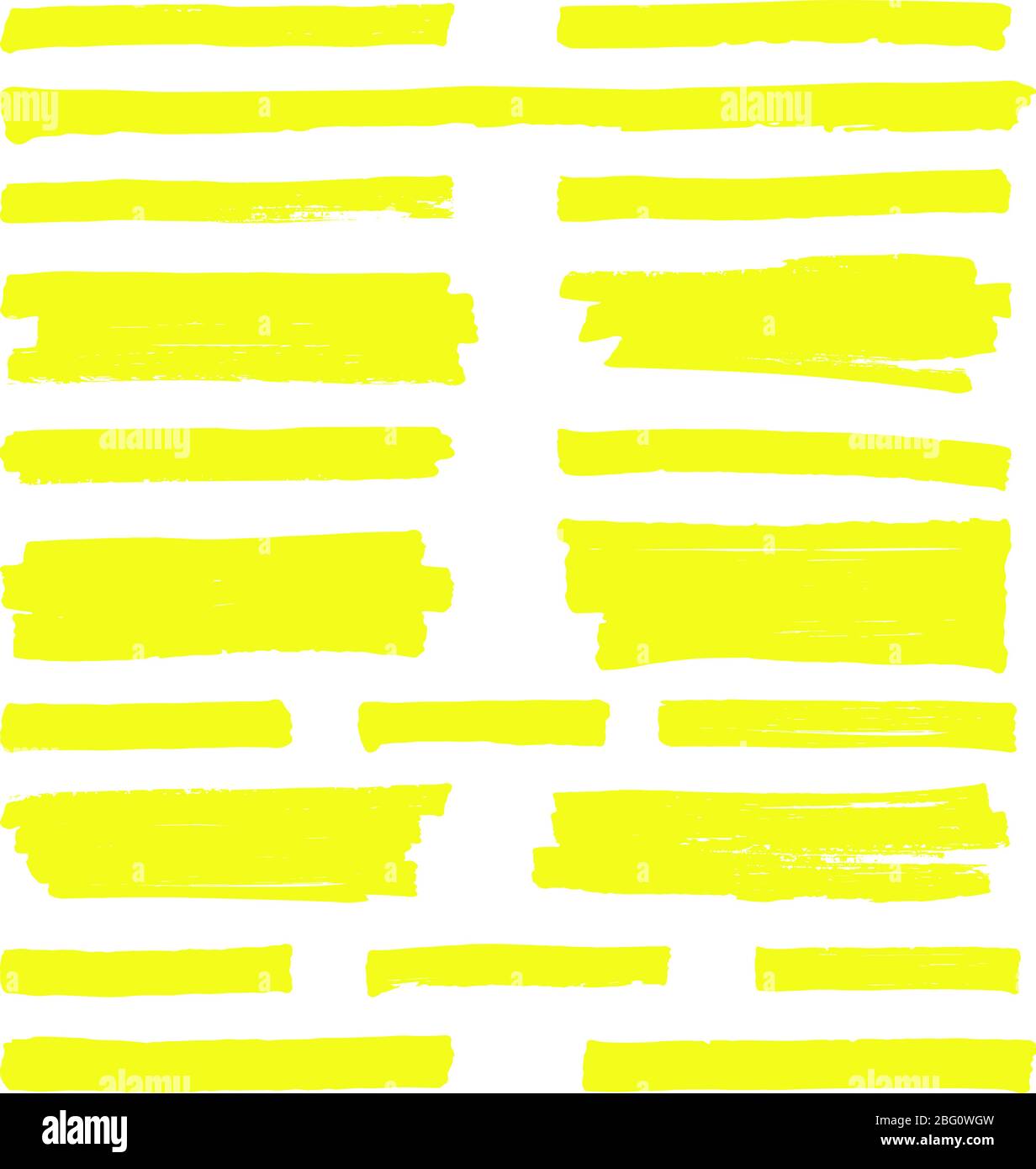 Von Hand gezeichnete gelbe Markierungslinien. Textmarker-Striche auf ...