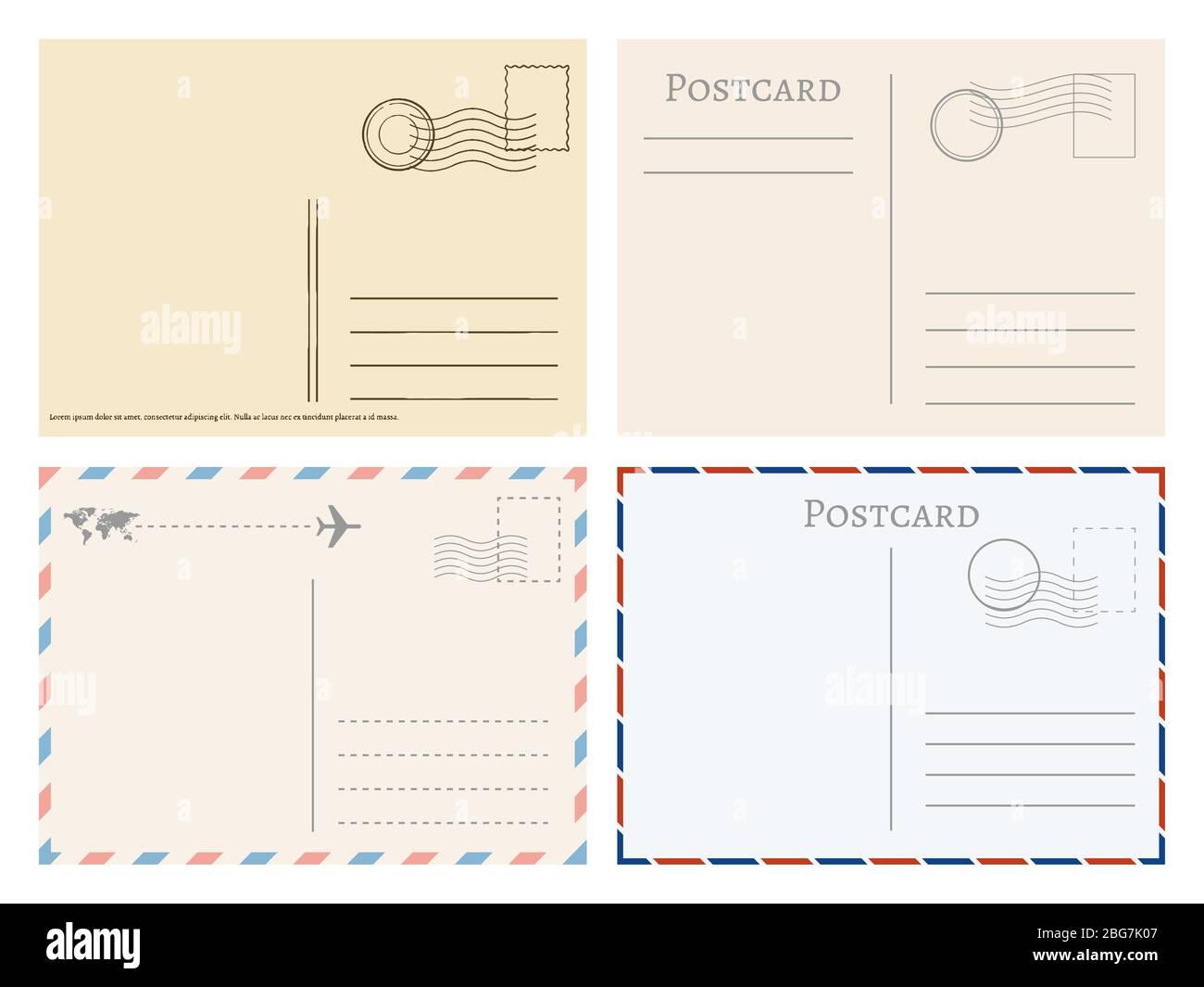 Postkarten aus Vintage-Papier. Grußkarten aus Postkarte Vektorvorlage ...