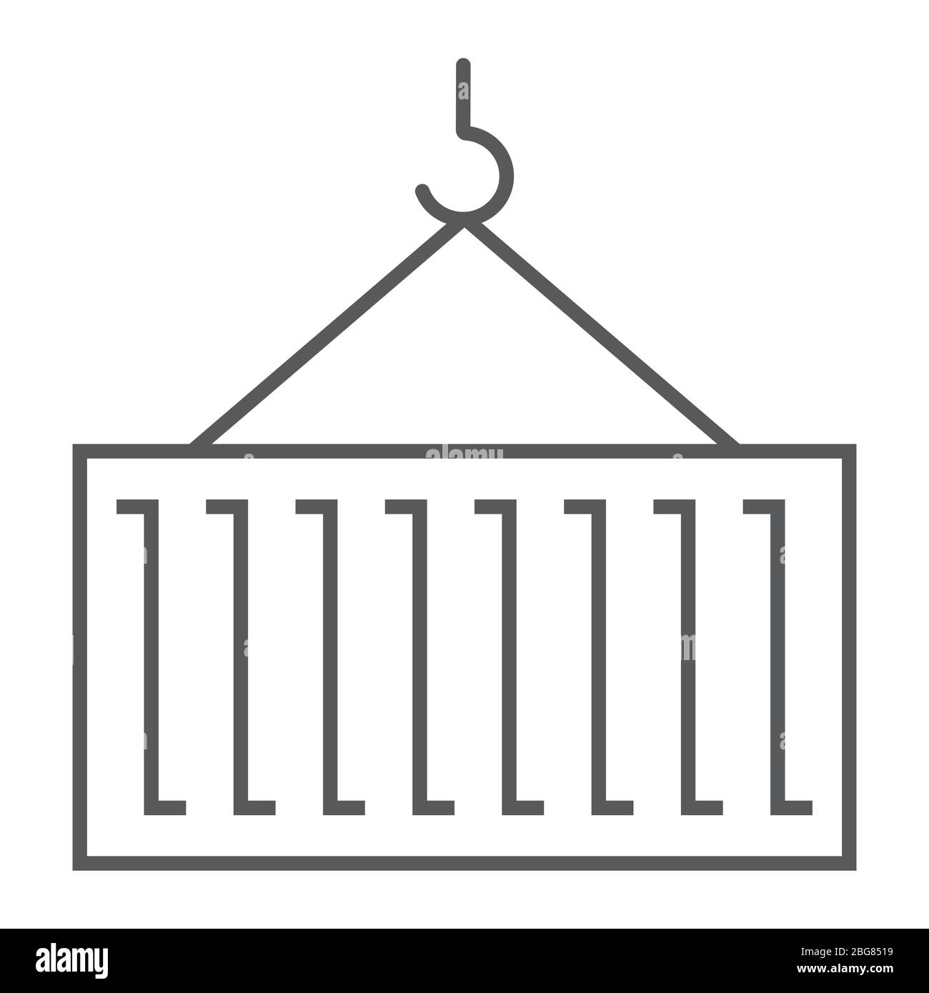 Kran Container dünne Linie Symbol, Logistik und Lieferung, Kran heben ... Kran Container dünne Linie Symbol, Logistik und Lieferung, Kran heben ...