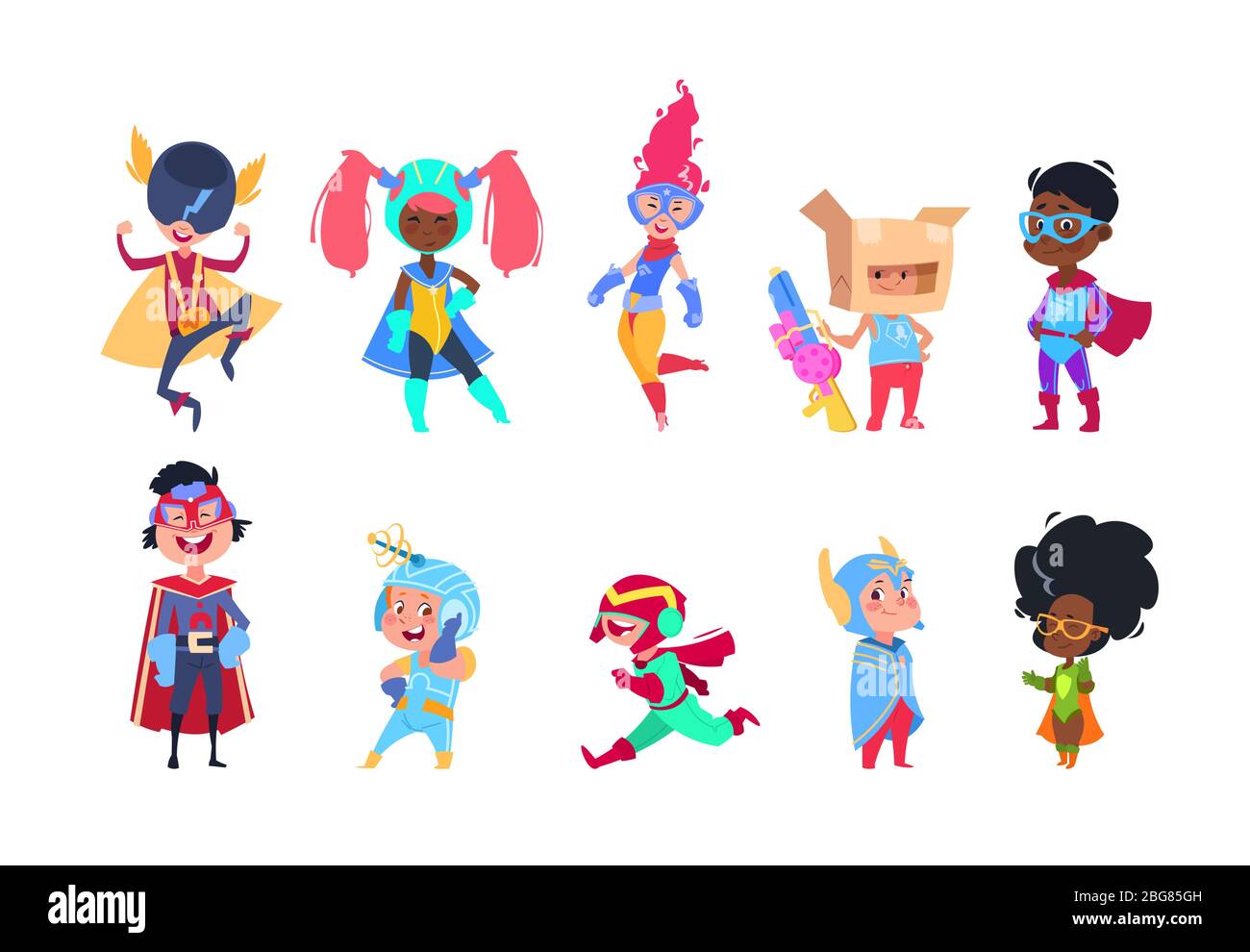 Superhelden für Kinder. Cartoon Superhelden Kinder. Jungen und Mädchen ...