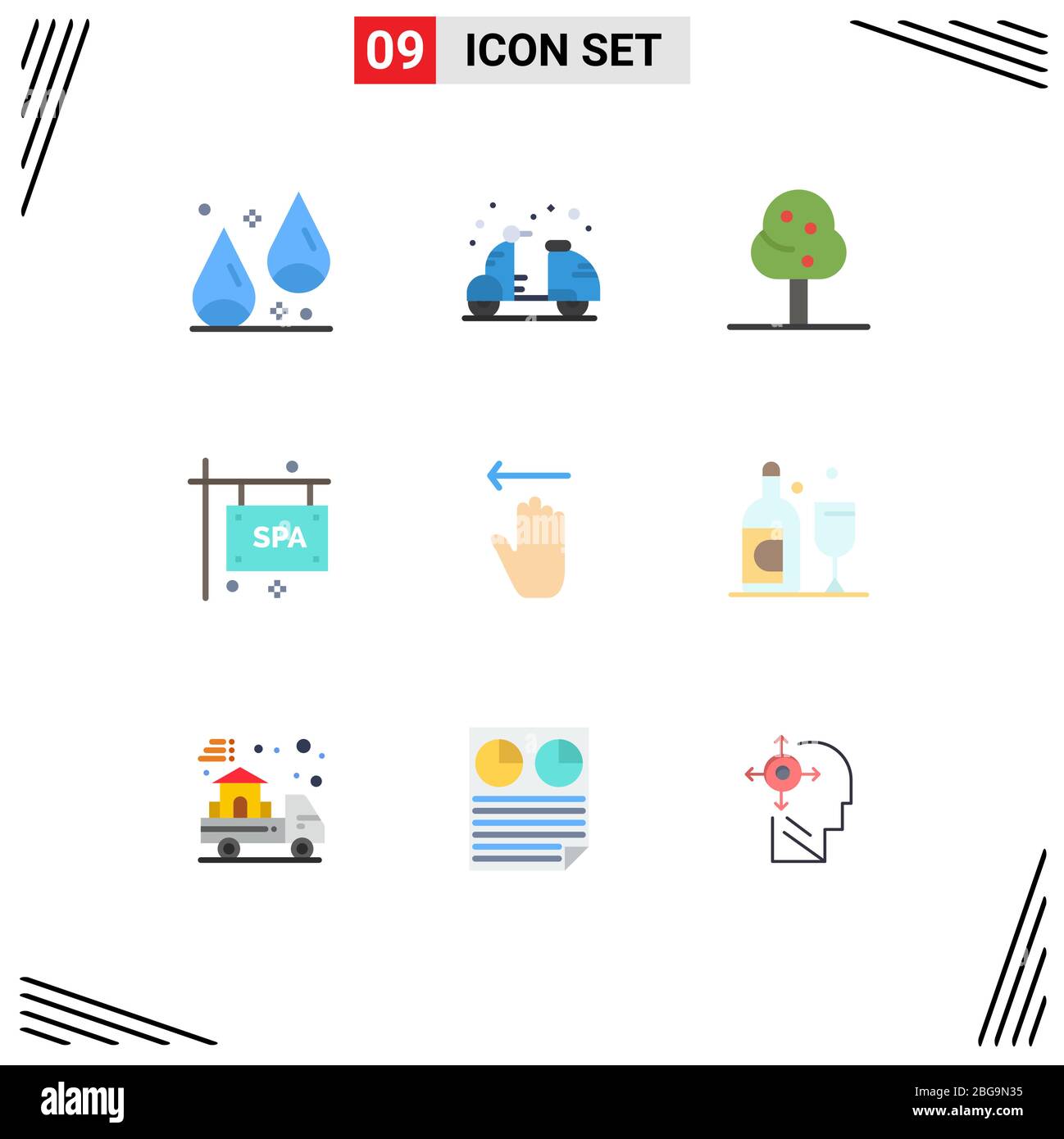 Set von 9 modernen UI-Symbole Symbole Symbole Zeichen für Pfeil, Spa ...