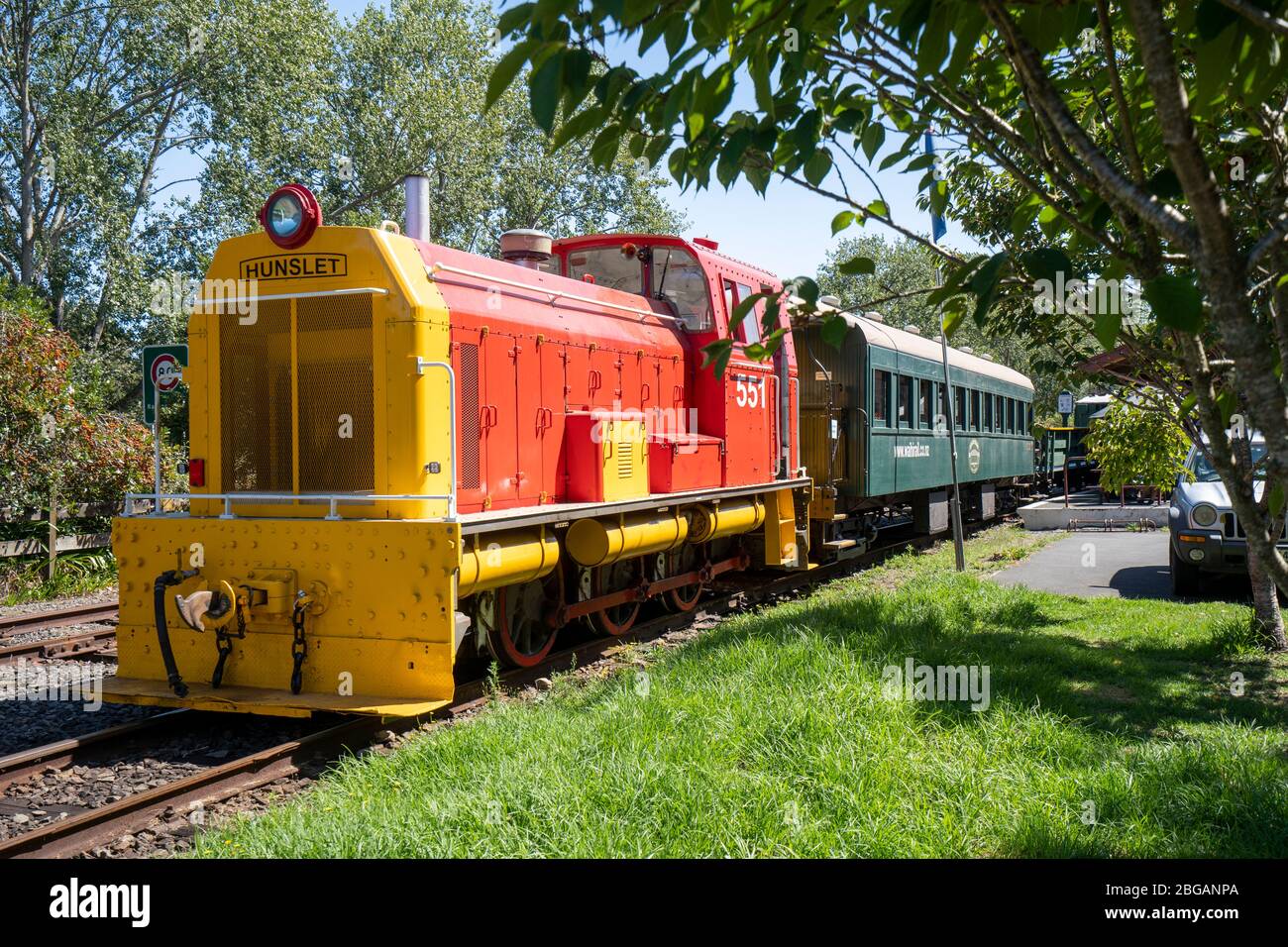 Goldfields Railway Locomotive am Waikino Bahnhof auf dem Hauraki Rail ...