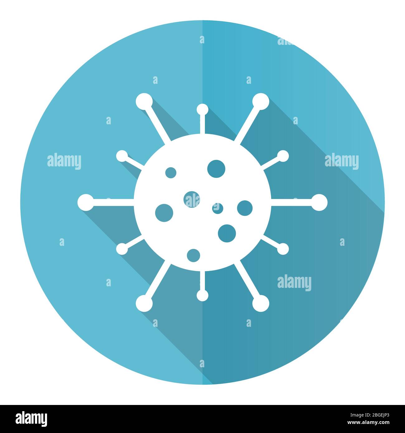 Virusblaues rundes Vektor-Symbol mit flachem Design, isoliert auf ...