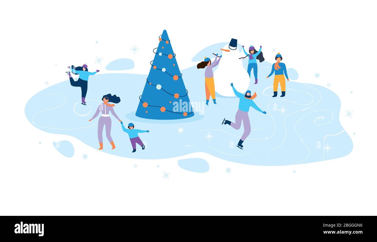 Gruppe von kindern eislaufen Stock-Vektorgrafiken kaufen - Alamy