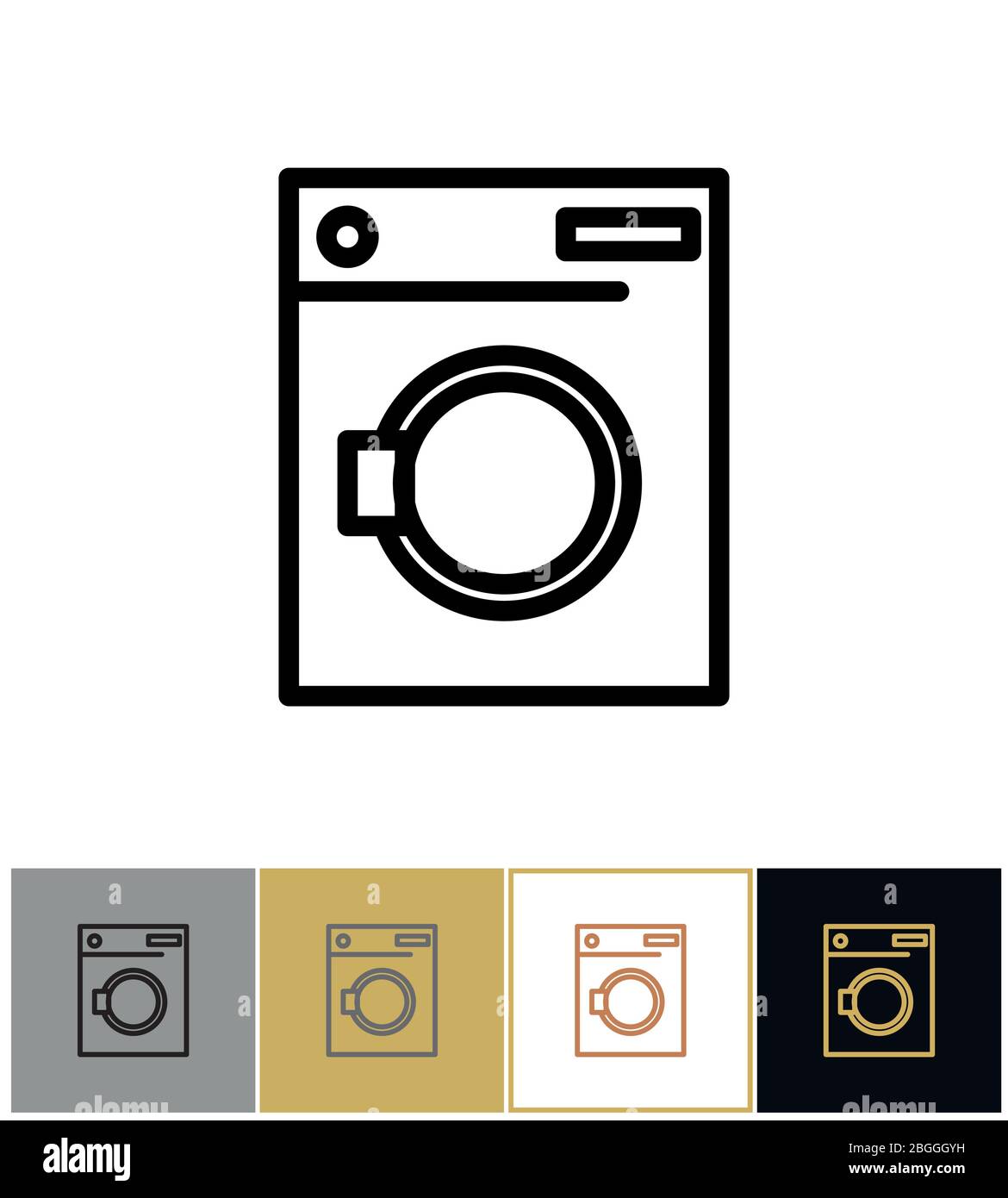 Waschmaschinen-Symbol, Waschmaschinen-Symbol auf Gold, schwarz-weiß ...
