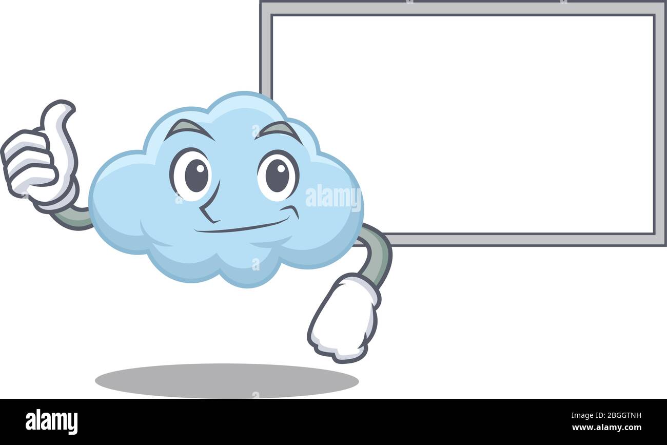 Humorvolle blaue Wolke Cartoon Design Daumen hoch bringen ein weißes ...