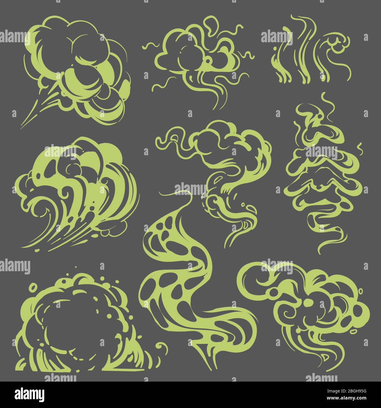 Cartoon schlechten Geruch Gestank grüne Wolken Vektor-Set isoliert ...