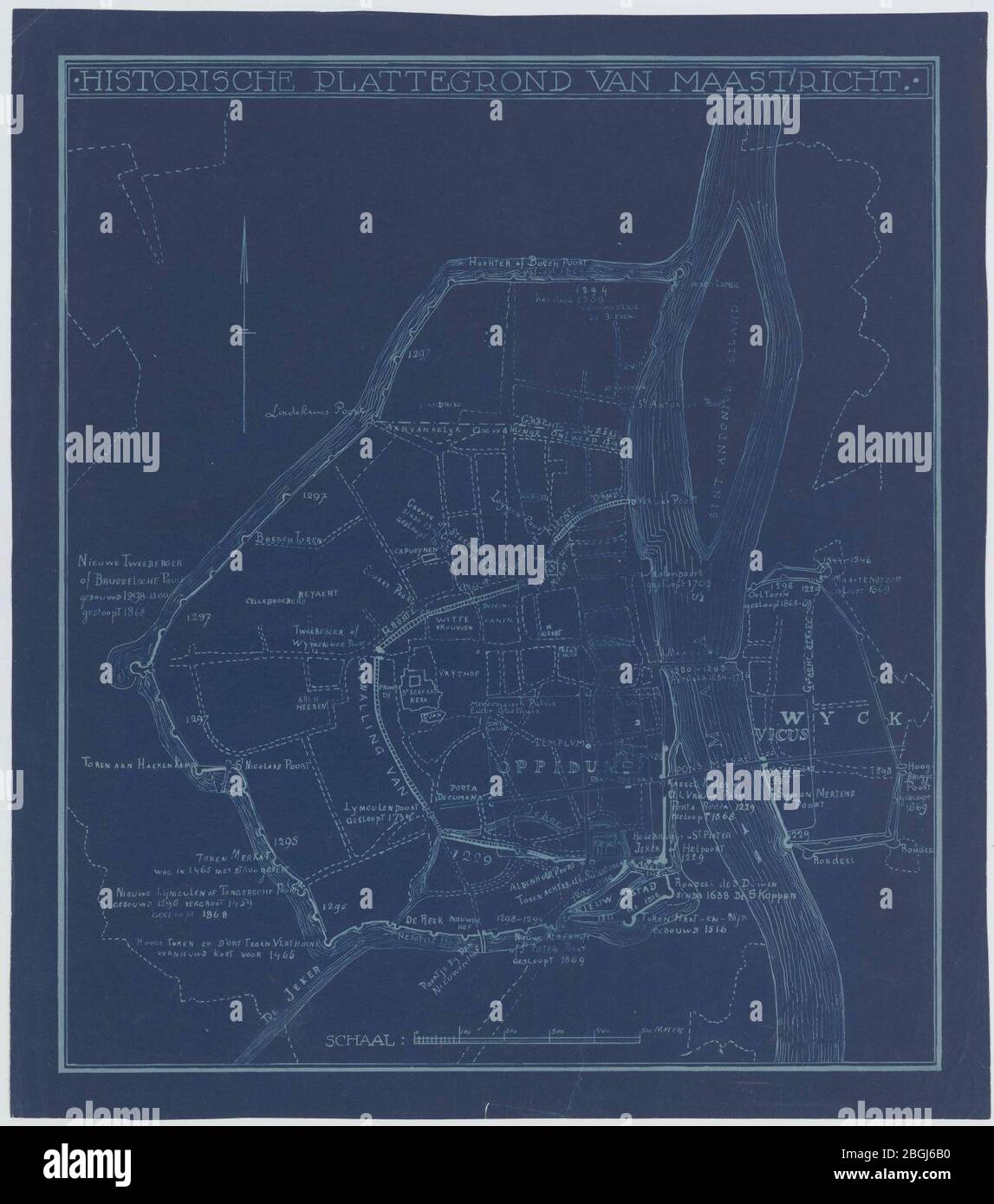 Historische plattegrond van Maastricht (RAL K 159 Stockfotografie - Alamy