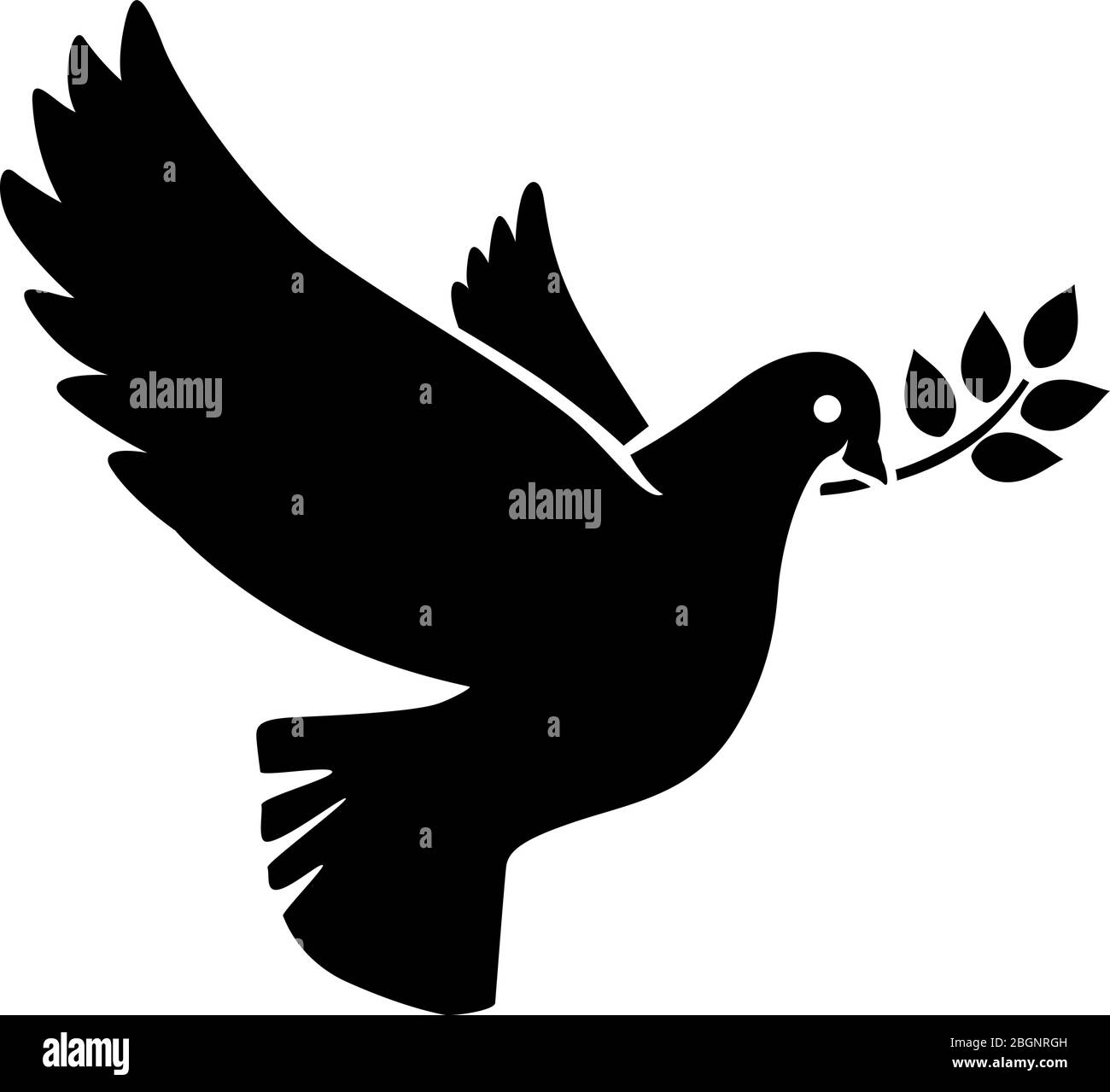 Taube-Symbol. Fliegende Taube mit olivem Zweig Vektor Zeichen Stock ...