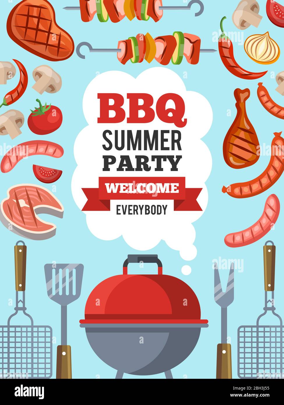 Design Vorlage der Einladung für bbq-Party. Vektor Poster Grill Party ...