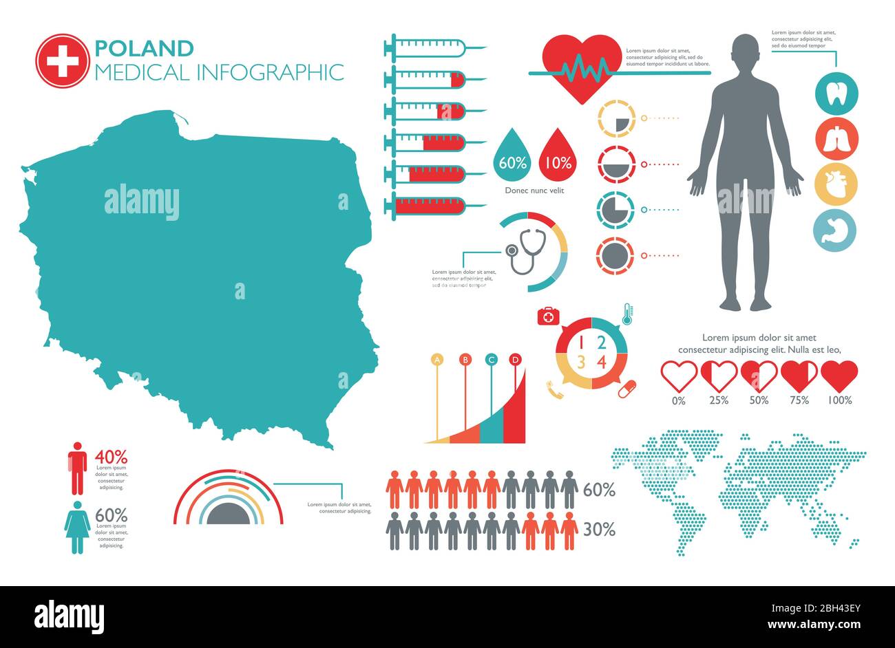 Polen Medical Healthcare Infografik Vorlage mit Karte und mehreren ...
