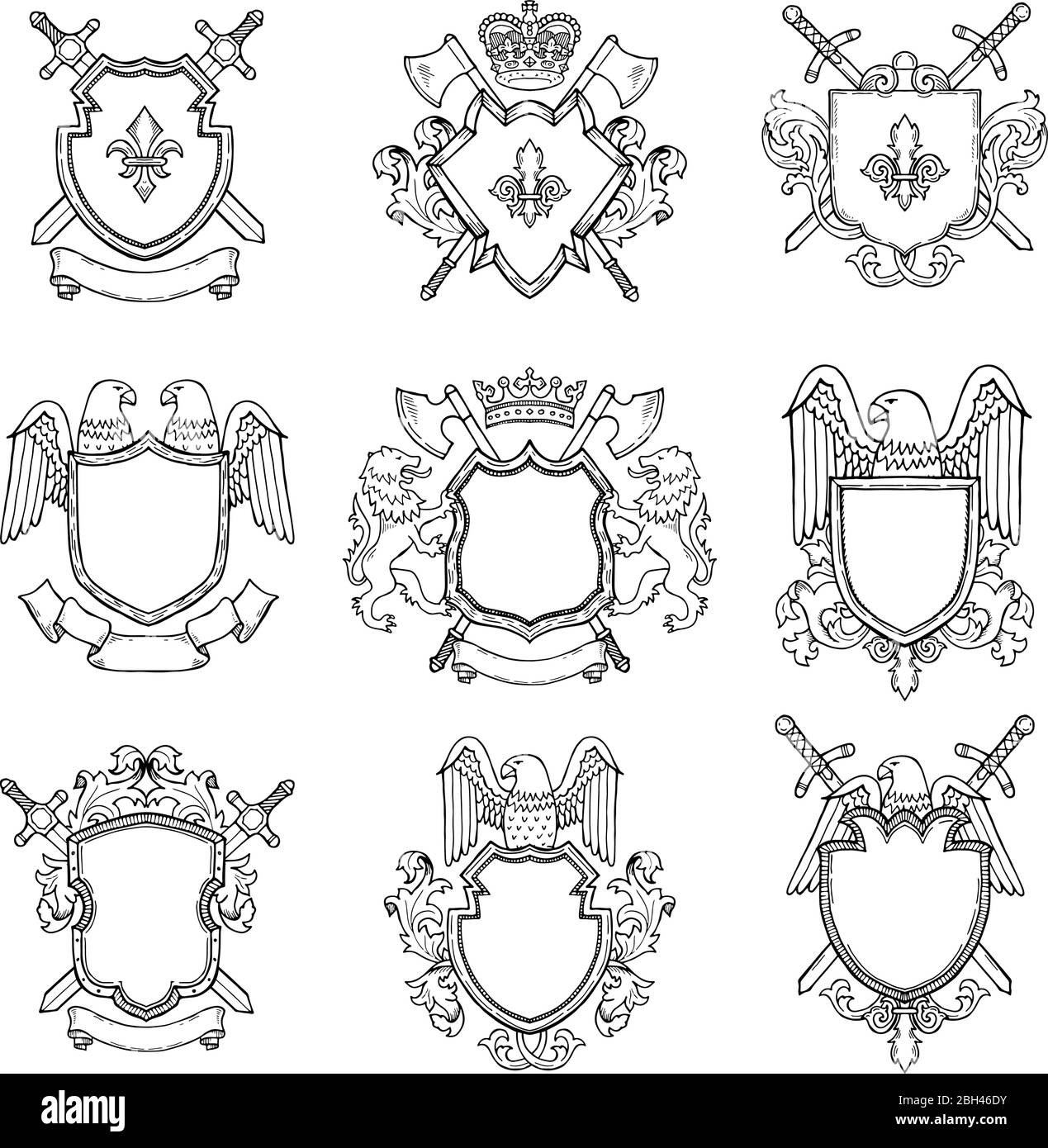 Vorlage von Wappen für verschiedene Designprojekte. Emblem Vintage ...