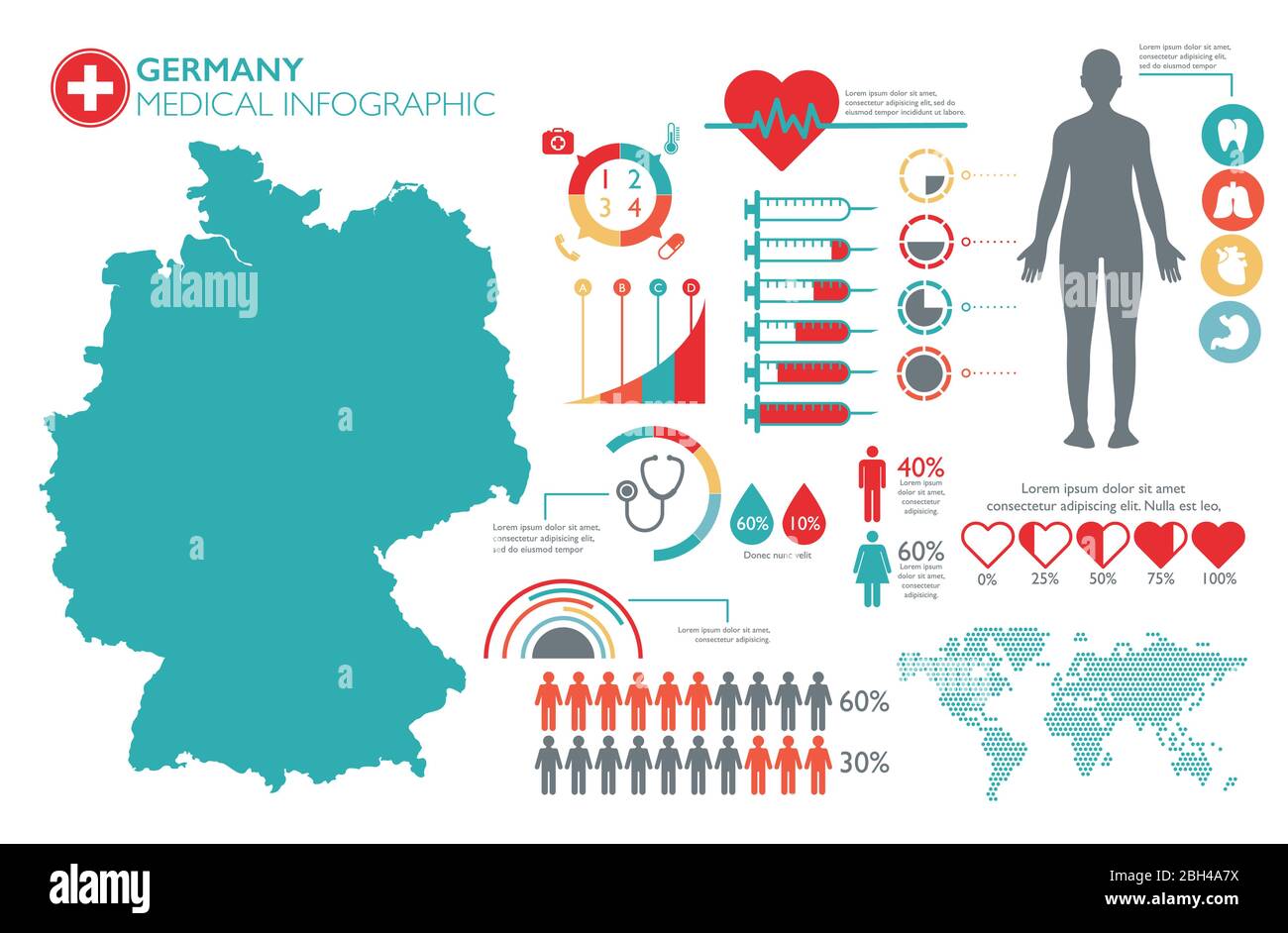 Infografik-Vorlage für Deutschland im medizinischen Gesundheitswesen ...