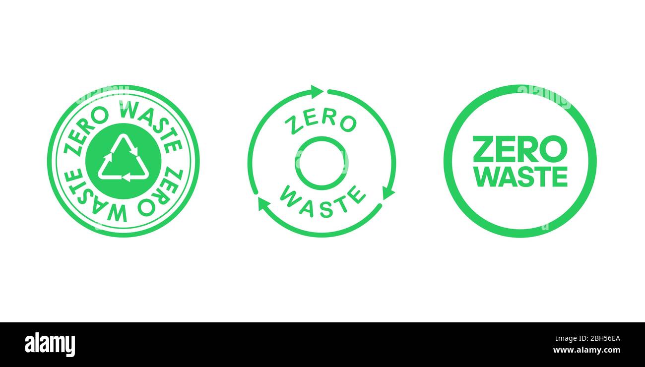 Satz von Logos für den Kreis der Abfallstoffe. Symbole für Null-Abfall ...