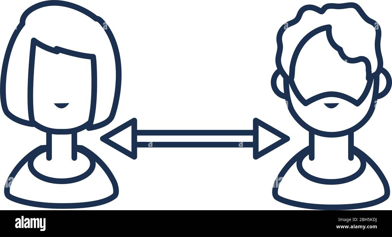 Menschen halten Abstand Zeichen , Linie Stil Symbol Vektor Illustration ...