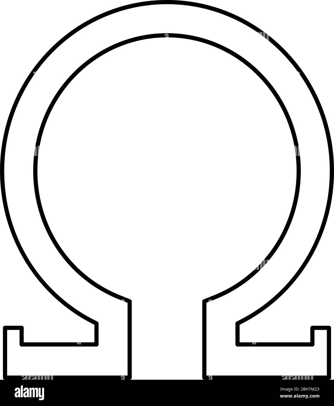 Omega griechisch Symbol Großbuchstaben Schrift Symbol Umriss schwarz ...