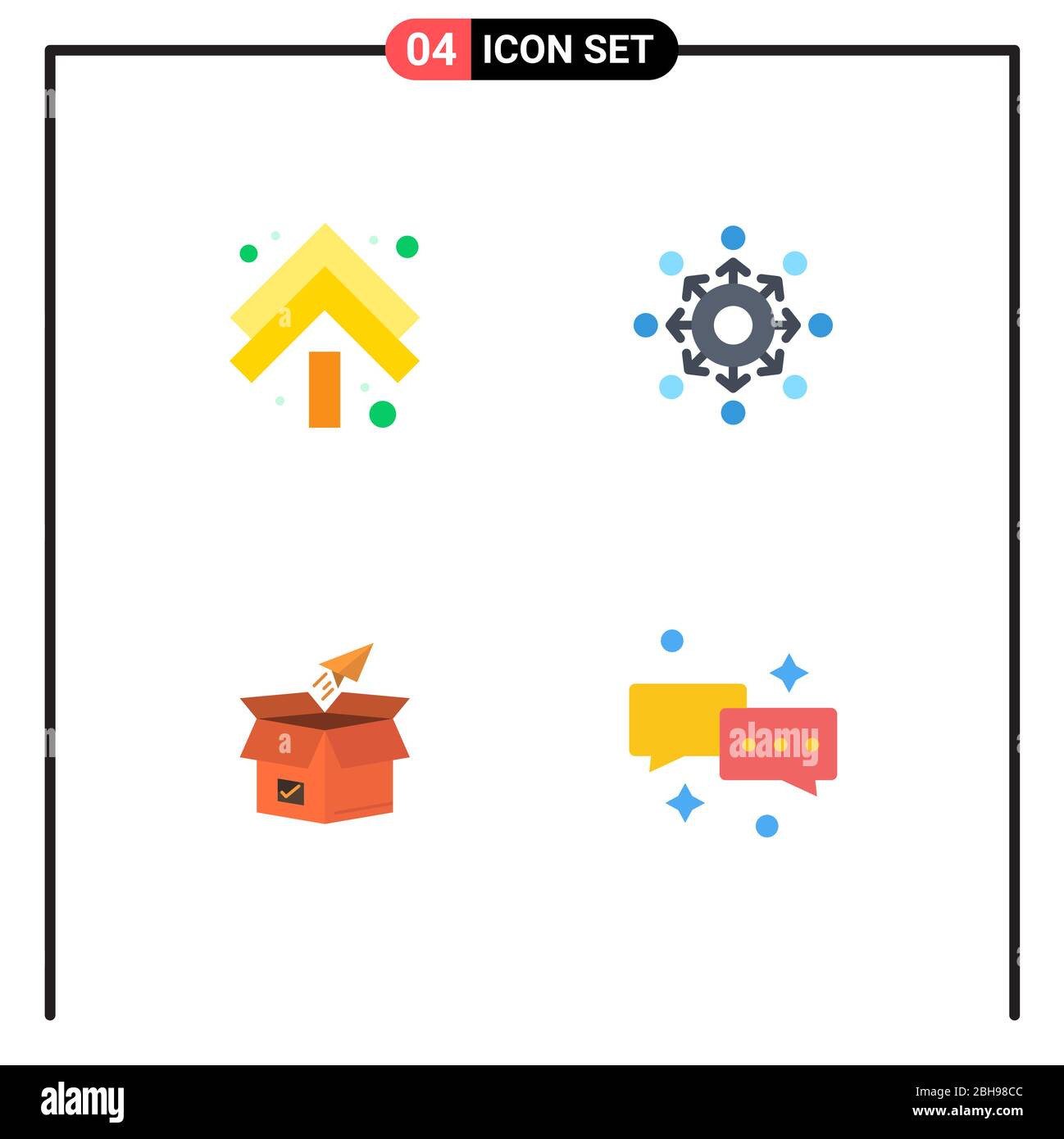 Set von 4 modernen UI-Symbole Symbole Symbole Zeichen für Pfeil, Box ...