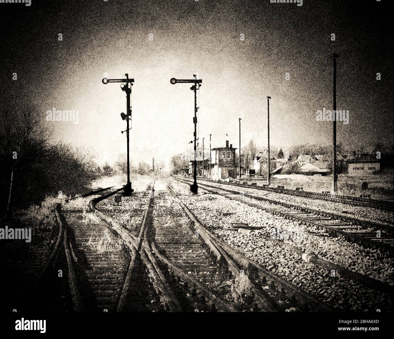 Bahnhof, Gleise, Signale, digital verarbeitet, RailArt Stockfotografie ...