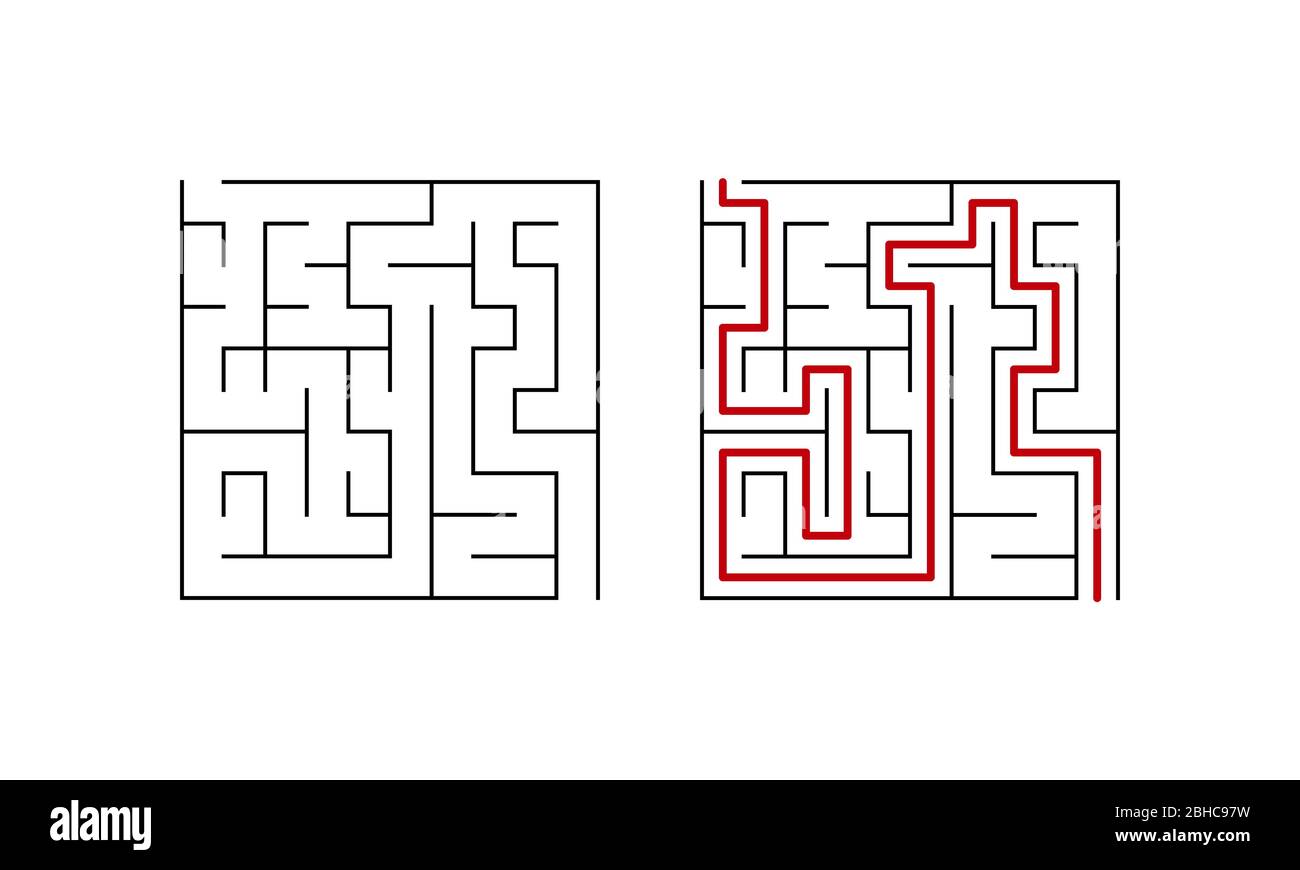 Labyrinth Labyrinth-Spiel für Kinder. Einfaches Puzzle mit Lösung ...