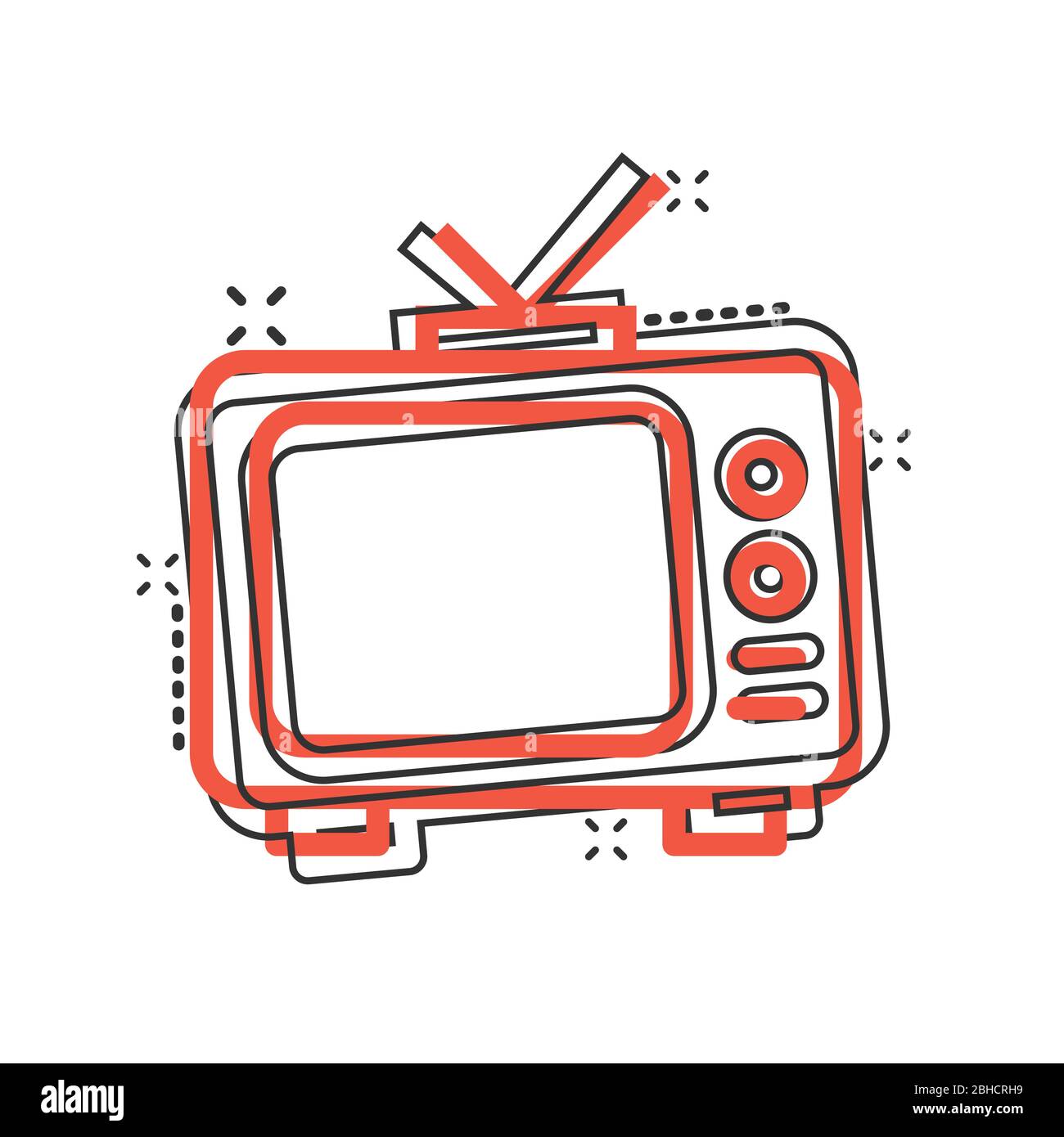 TV-Ikone im Comic-Stil. Fernsehen Cartoon Zeichen Vektor-Illustration ...