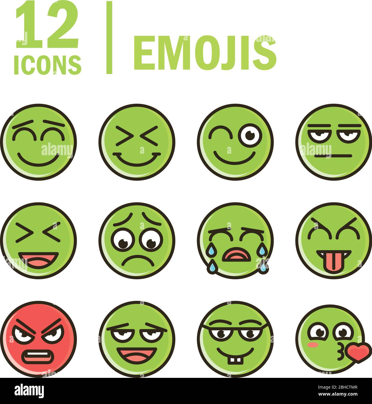emoticon lustige Smiley Gesichter Ausdruck Symbole gesetzt Vektor ...