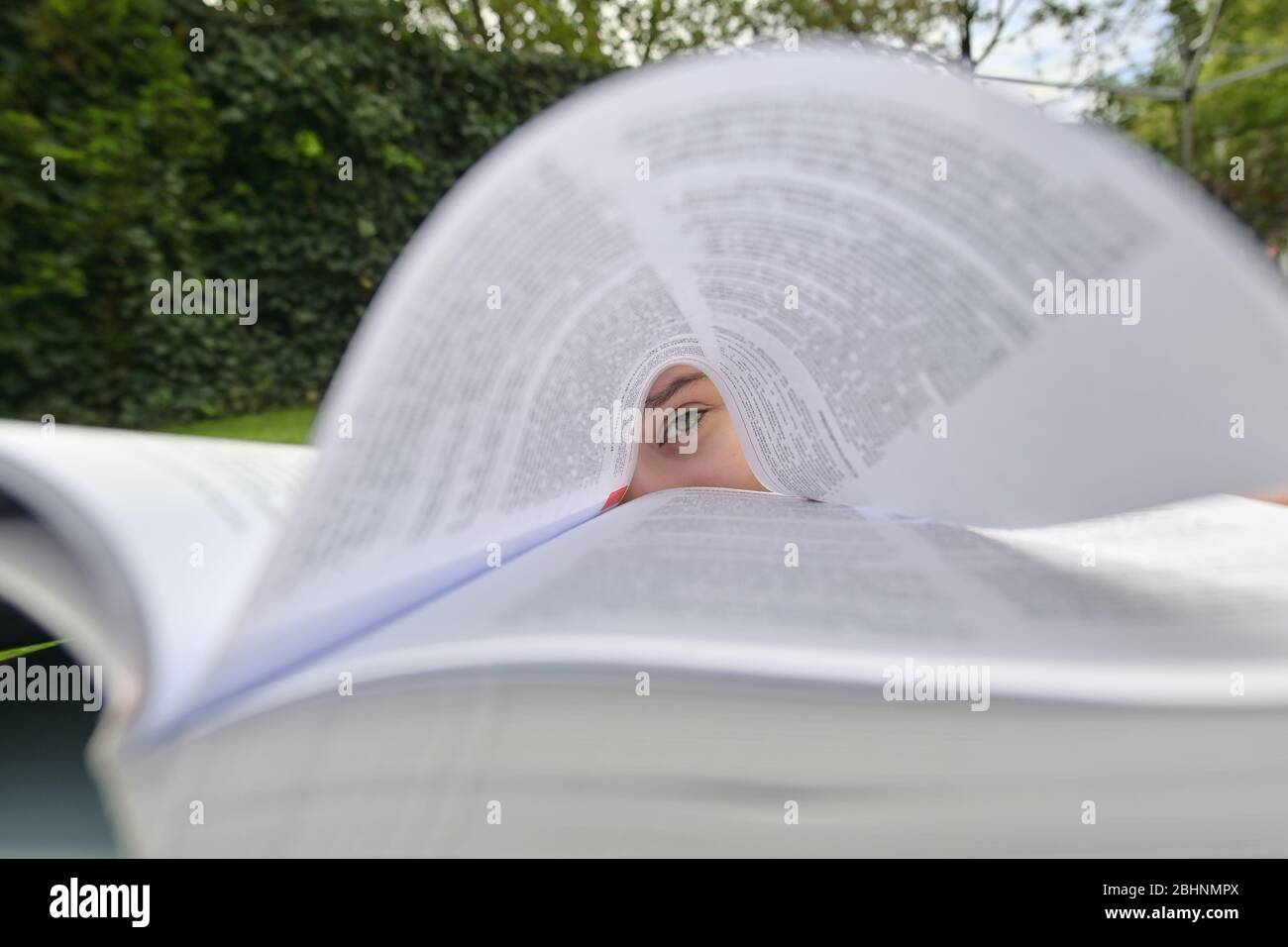 Mädchen liegt wiese buch lessen -Fotos und -Bildmaterial in hoher ...