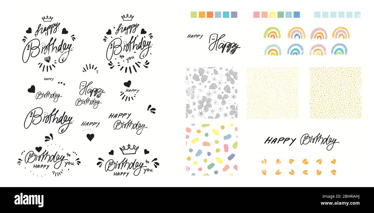 Vektor Happy Birthday Hand Schriftzug Symbol gesetzt. Happy Hand ...