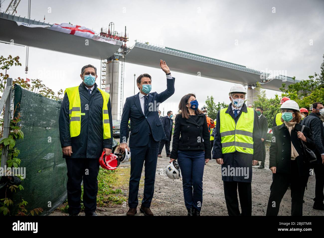 Besuch von Giuseppe Conte auf der Werft für die Zeremonie der Verlegung ...