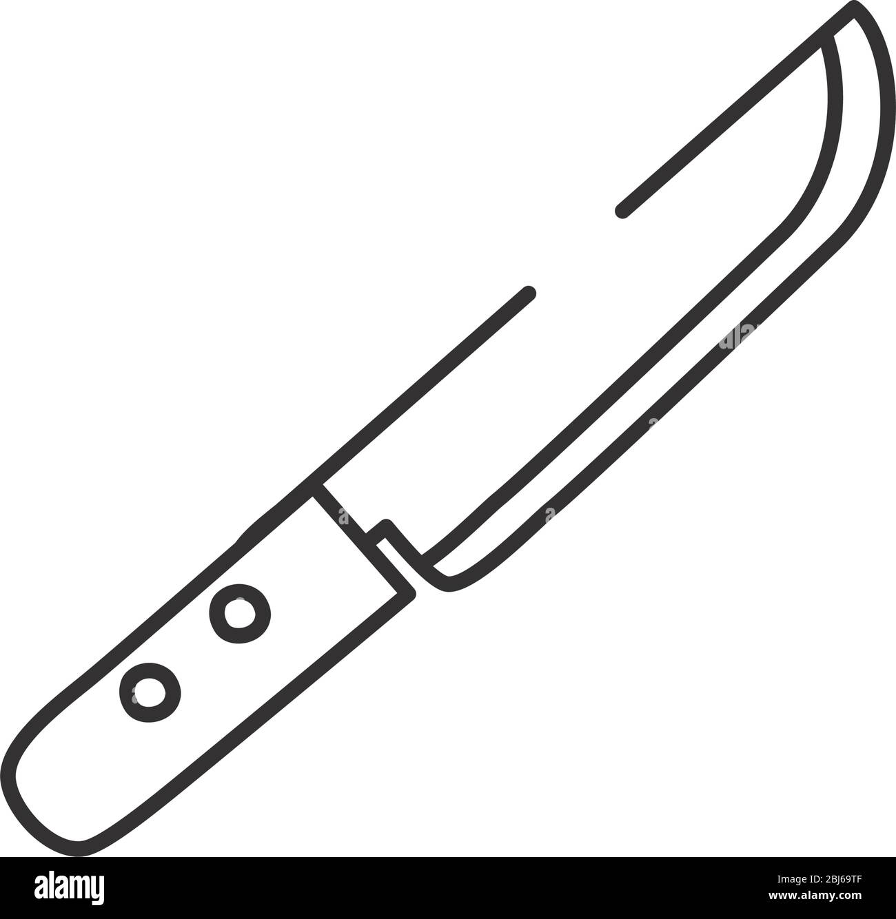 Messer-Symbol auf weißem Hintergrund, Linienstil-Symbol gesetzt, Vektor ...