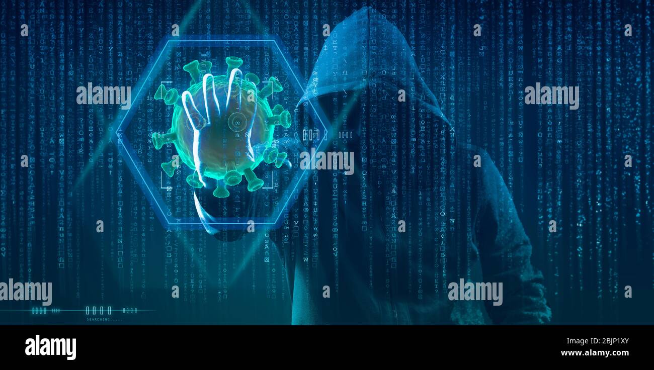 Hacker-Betrug Phishing-Angriff während covid19 Coronavirus Pandemie Cyber-Sicherheitskonzept ...